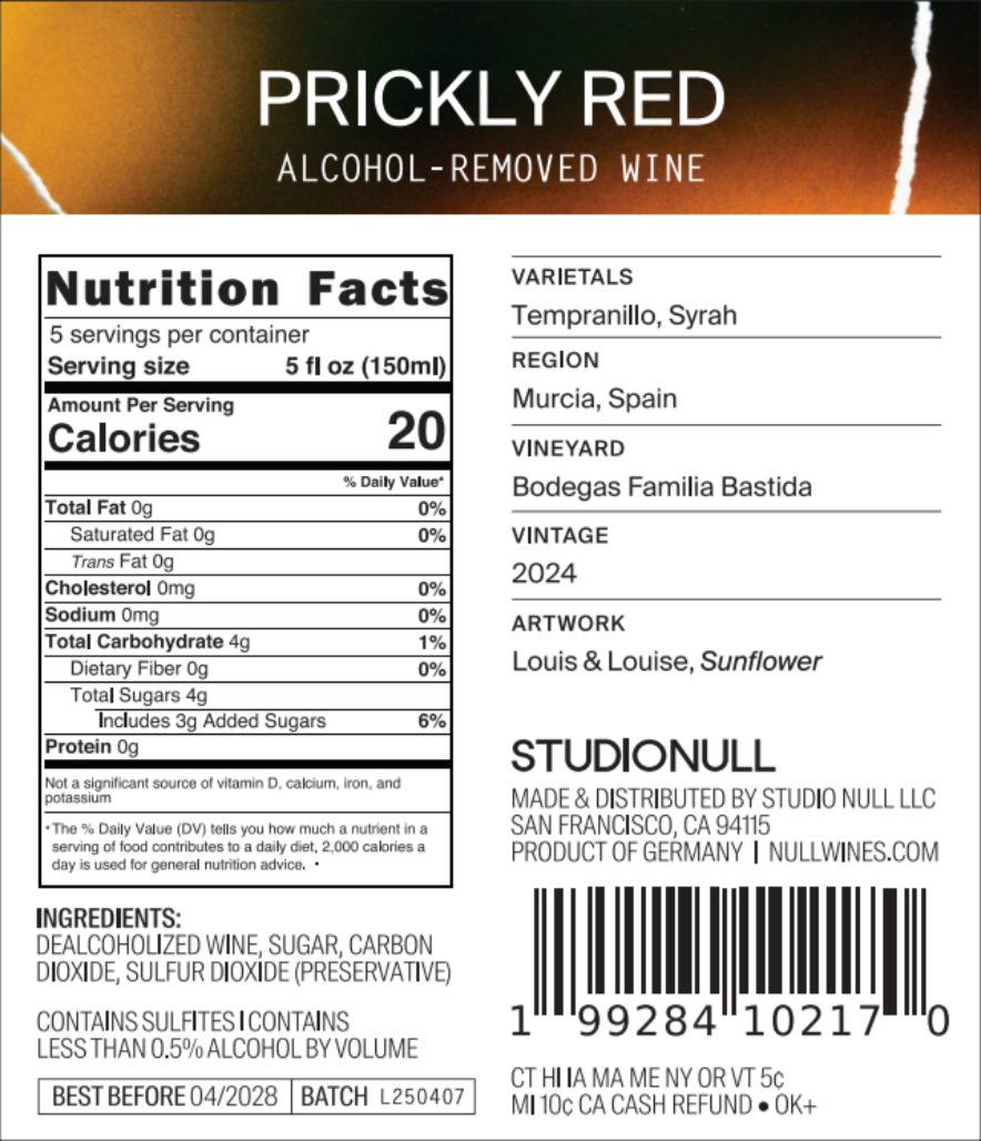 Prickly Red Non-Alcoholic Wine — Dry, Oaky, Named Best by NYT